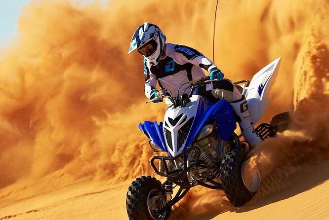 30-Mins Quad Bike Desert Safari ,BBQ Dinner, Fire Show, Belly Dance, Tanura Show | Power Traveller